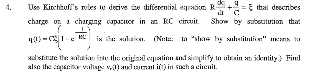 Solved Rd Use Kirchhoff's rules to derive the differential | Chegg.com