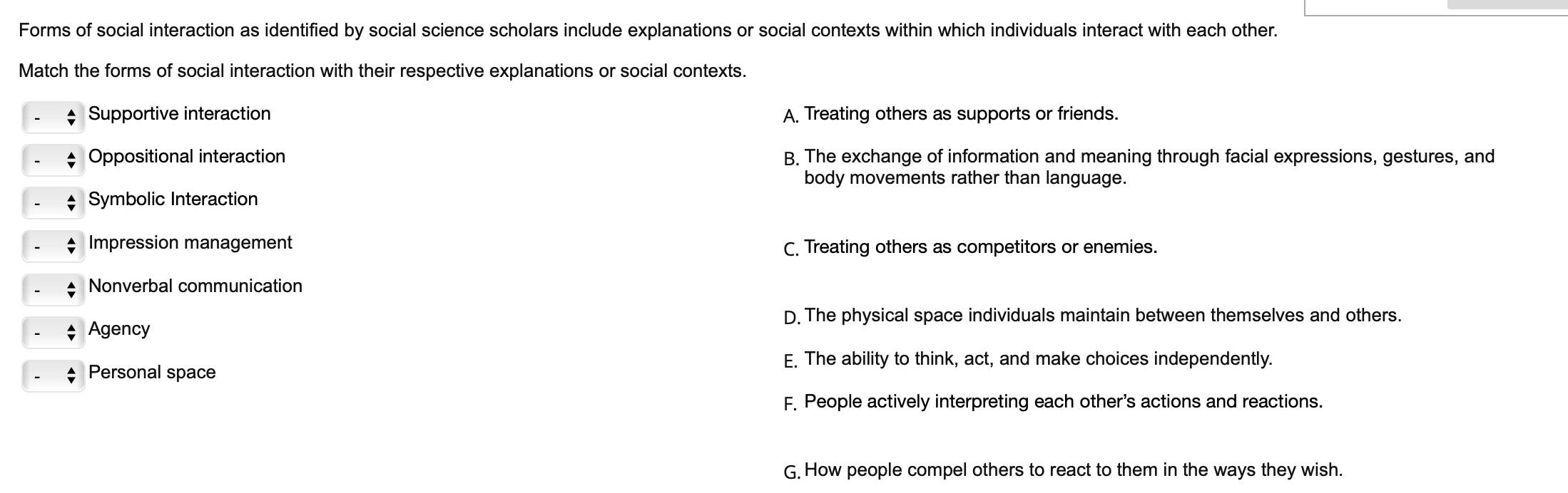 Solved Forms of social interaction as identified by social | Chegg.com