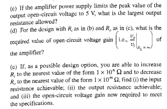 Solved (c) If the amplifier power supply limits the peak | Chegg.com