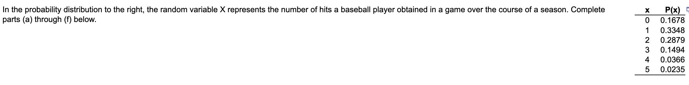 Solved n the probability distribution to the right, the | Chegg.com