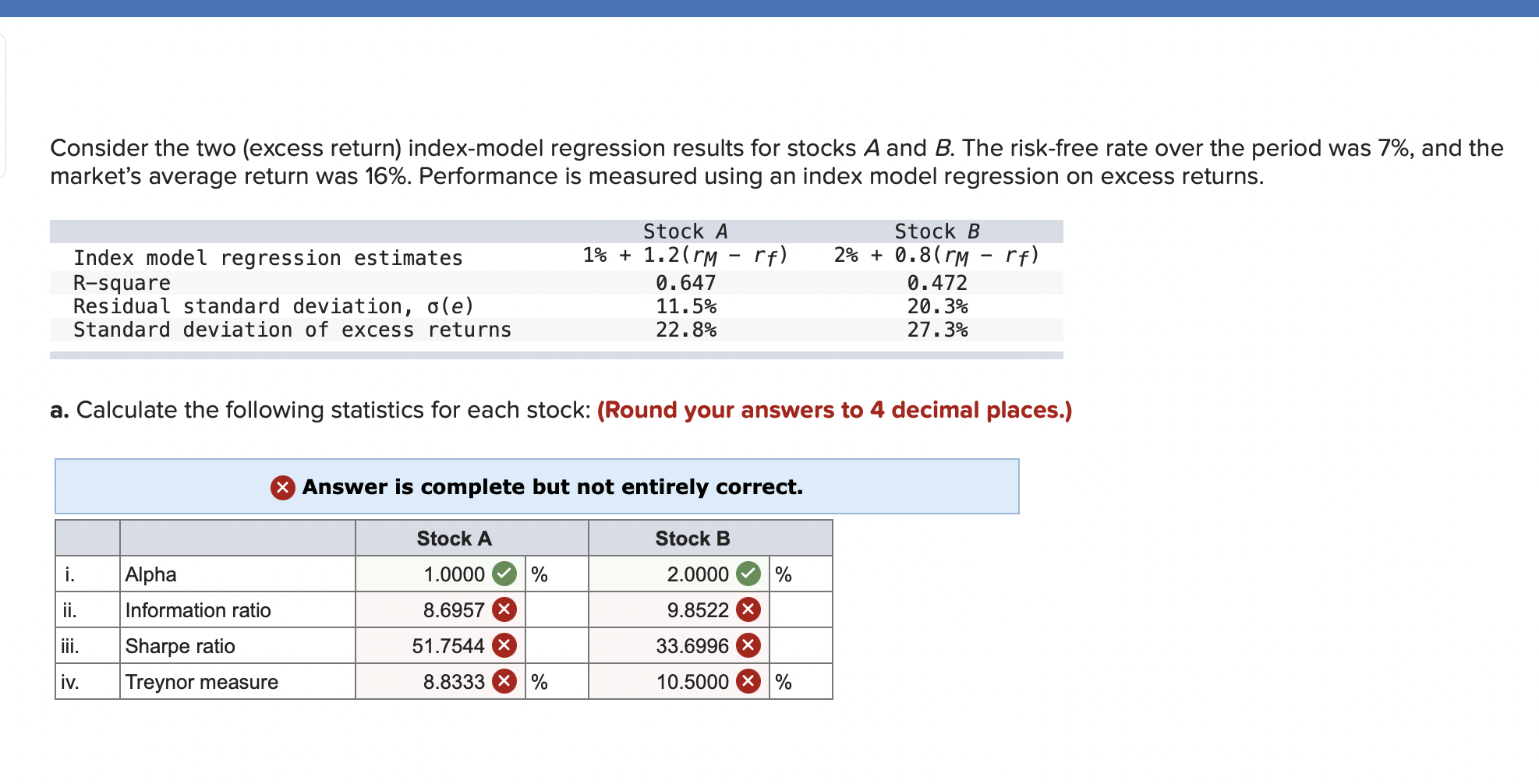 Solved Consider the two (excess return) index-model | Chegg.com