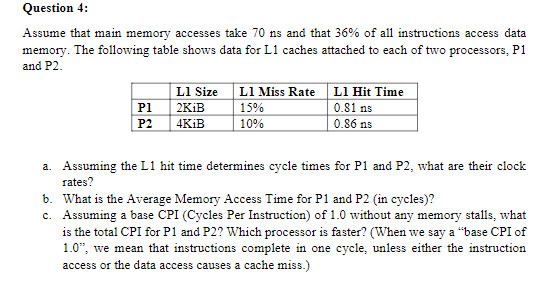 Solved Assume that main memory accesses take 70 ns and that | Chegg.com