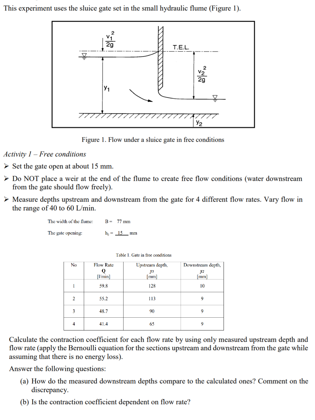 This experiment uses the sluice gate set in the small | Chegg.com