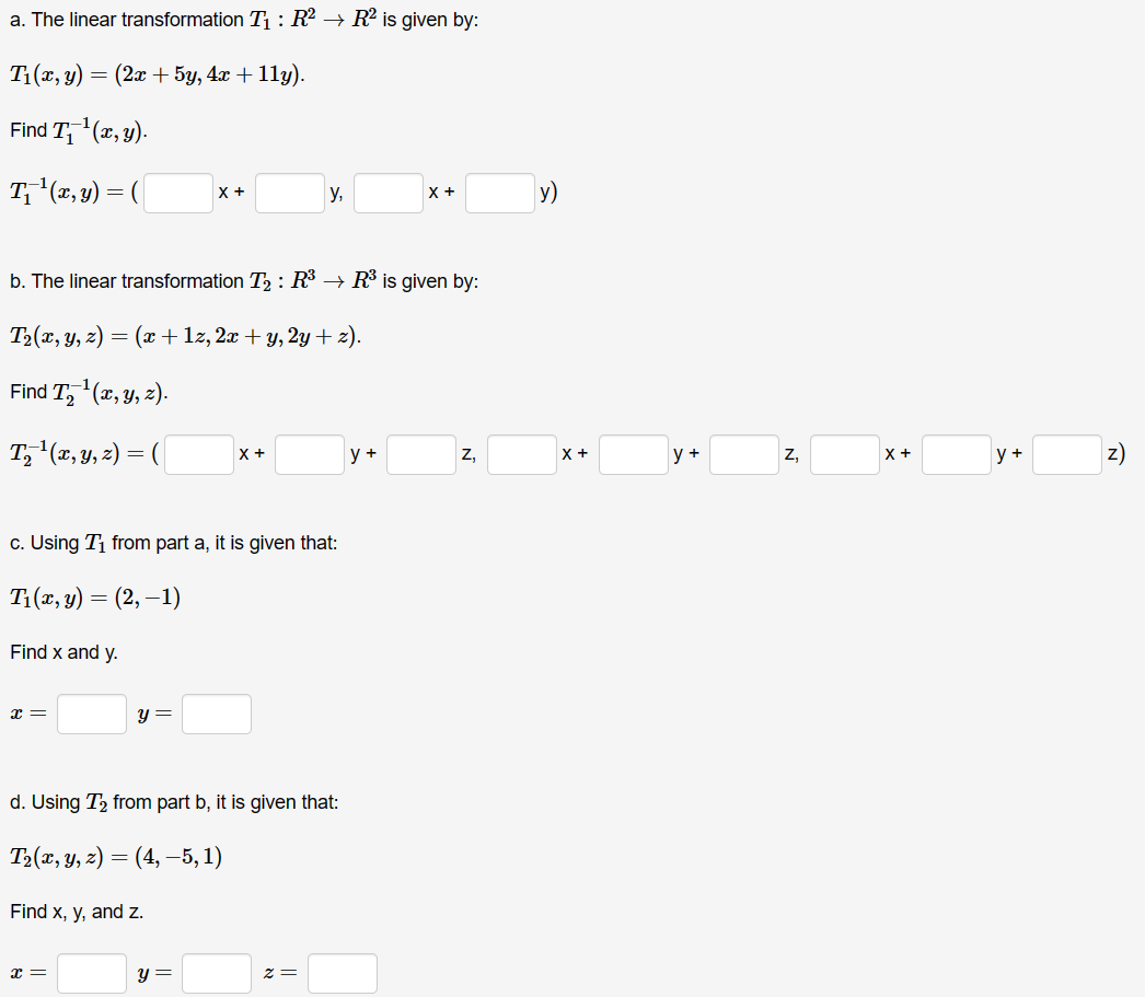 Solved a. The linear transformation T1:R2→R2 is given by: | Chegg.com