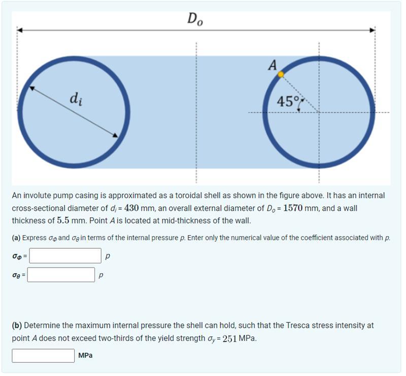 Solved An involute pump casing is approximated as a toroidal | Chegg.com