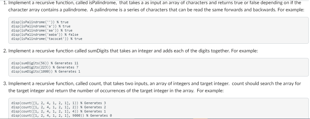 Solved This Assignment Involves Implementing 3 Recursive 8356