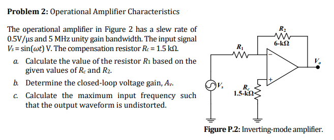 Solved R2 6-k2 R Problem 2: Operational Amplifier | Chegg.com