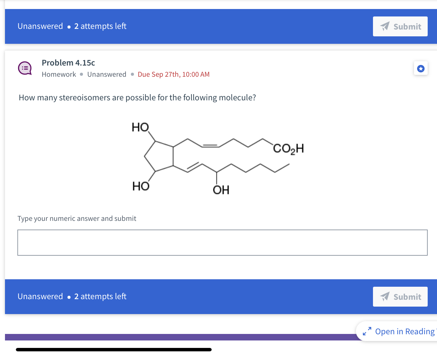 Solved How many stereoisomers are possible for the following | Chegg.com