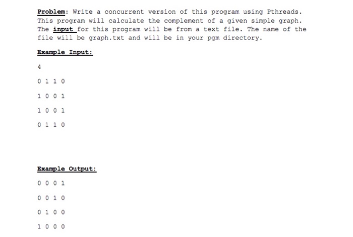 Solved Problem: Write a concurrent version of this program | Chegg.com