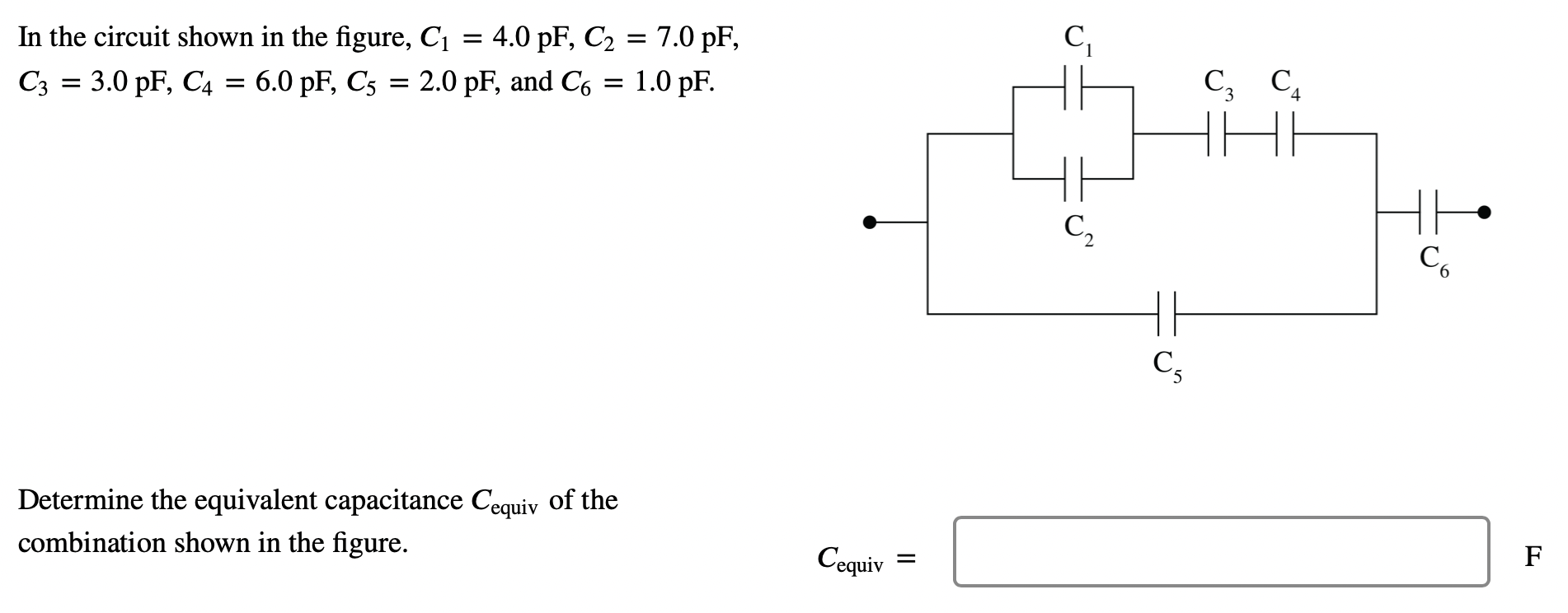 Solved = In the circuit shown in the figure, C1 4.0 pF, C2 | Chegg.com