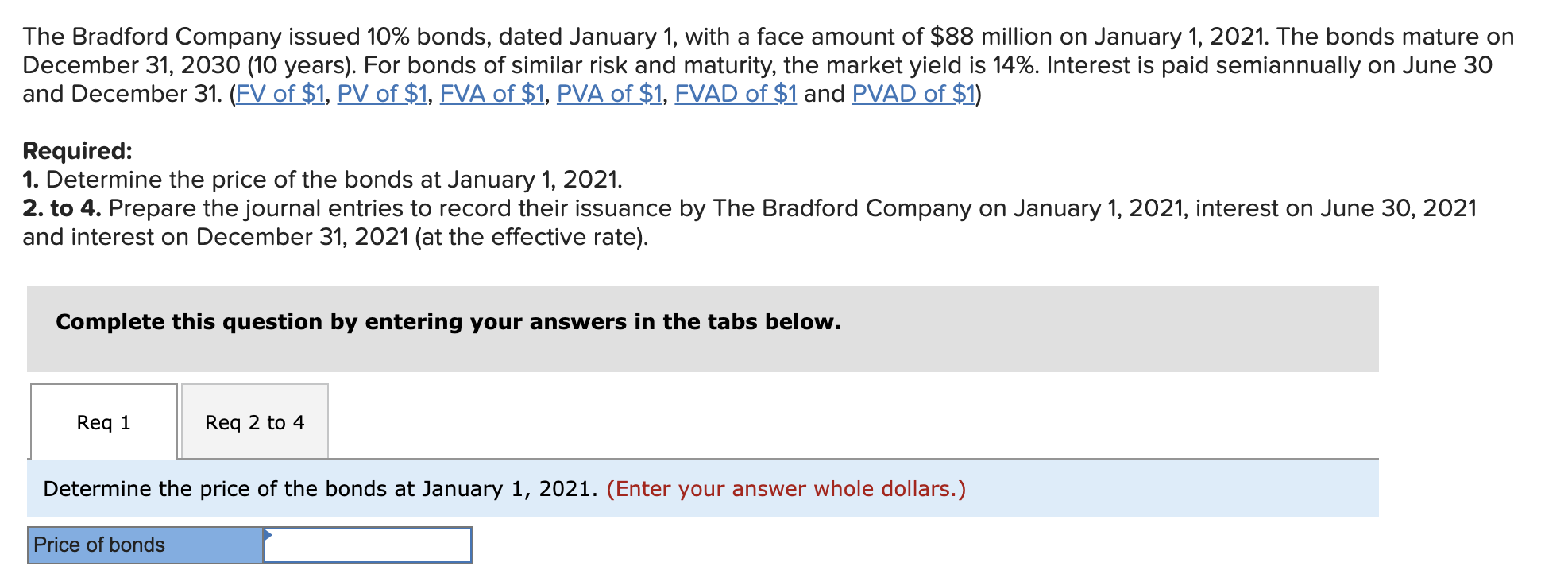 Solved The Bradford Company issued 10% bonds, dated January | Chegg.com