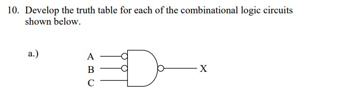 Solved 10. Develop the truth table for each of the | Chegg.com