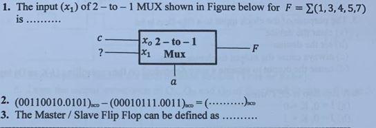 Solved 1. The input (x₁) of 2-to-1 MUX shown in Figure below | Chegg.com