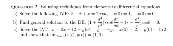 Solved QUESTION 2. By using techniques from elementary | Chegg.com