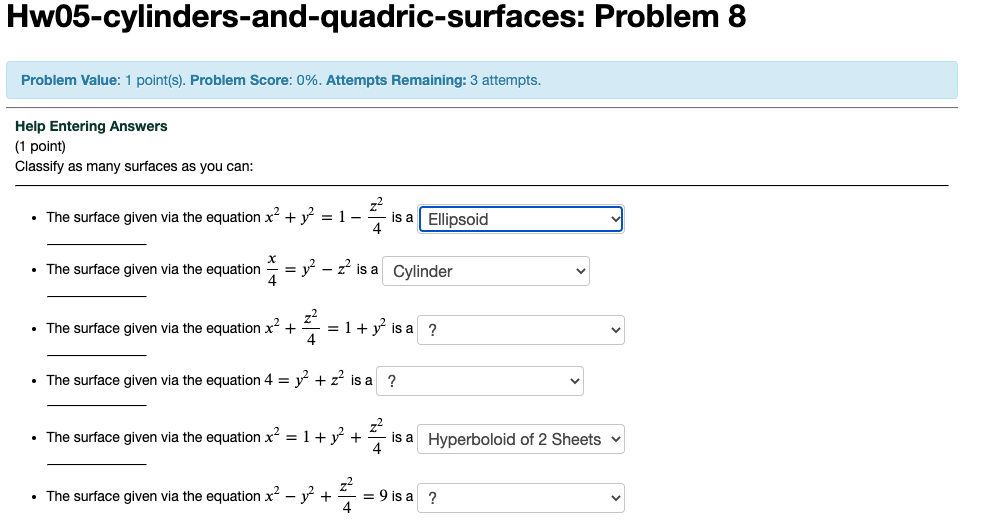Solved Hw05-cylinders-and-quadric-surfaces: Problem 8 | Chegg.com