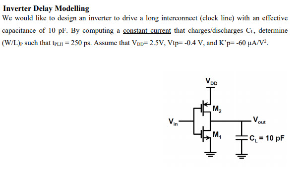 Solved Inverter Delay Modelling We would like to design an | Chegg.com