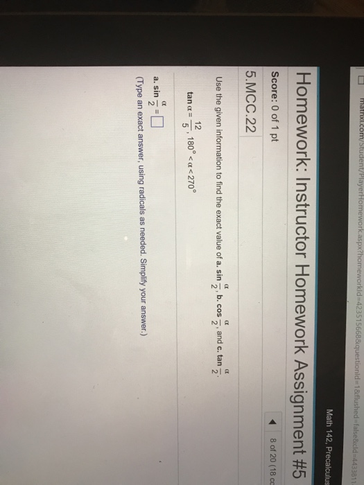 Solved Use the given information to find the exact value of | Chegg.com