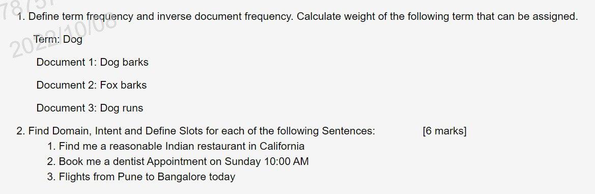 Solved 1. Define term frequency and inverse document | Chegg.com
