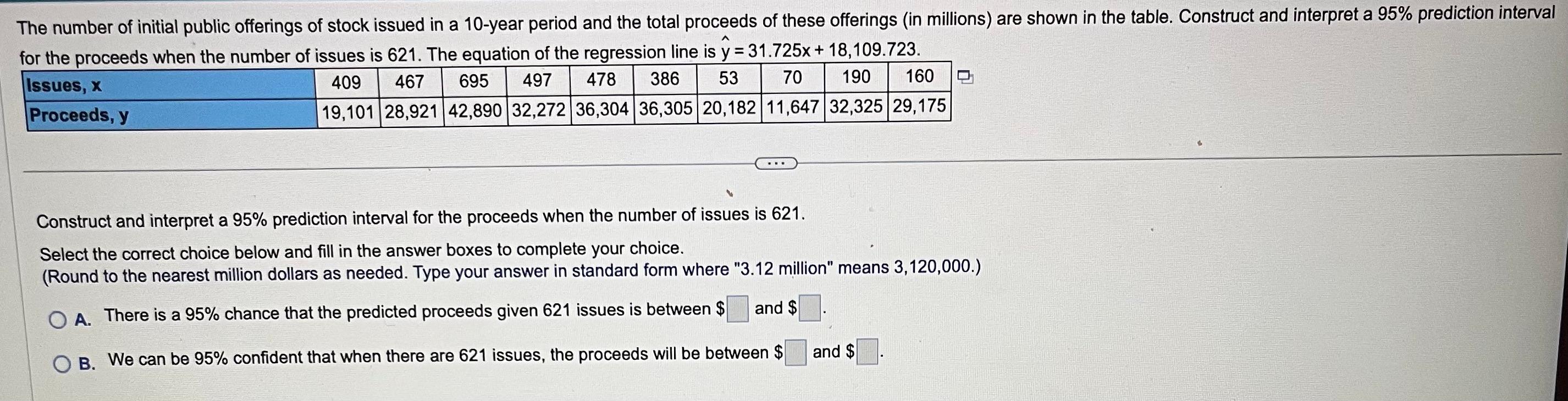 Solved Construct and interpret a 95% prediction interval for | Chegg.com