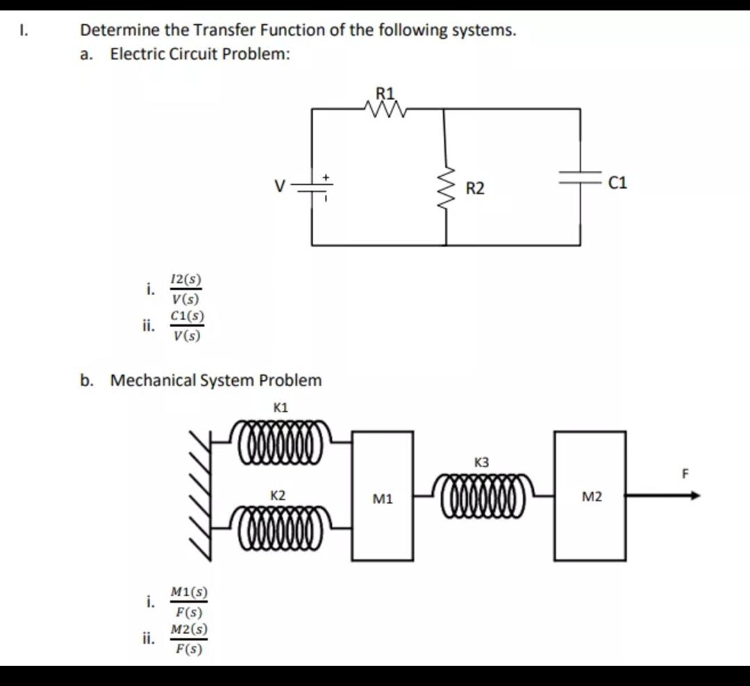 Solved 1. Determine the Transfer Function of the following | Chegg.com