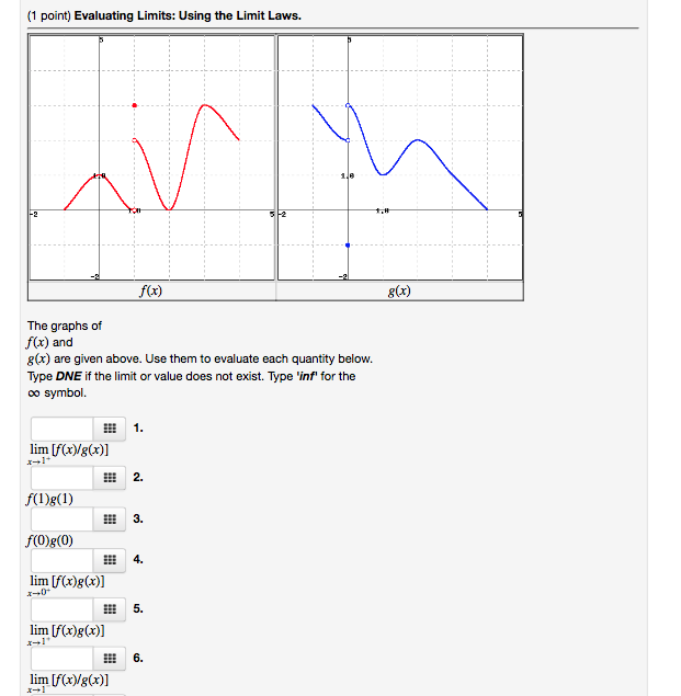 Solved (1 point) Evaluating Limits: Using the Limit Laws. - | Chegg.com