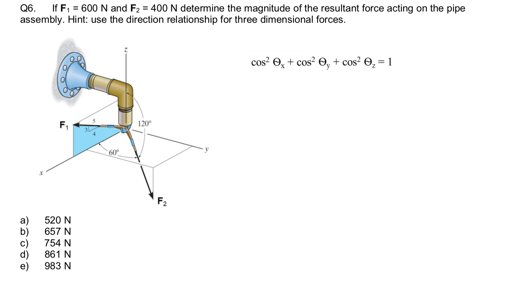 Solved Q6. If F1 = 600 N and F2 = 400 N determine the | Chegg.com