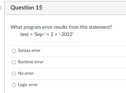 Solved What program error results from the statements: y=1.5 | Chegg.com