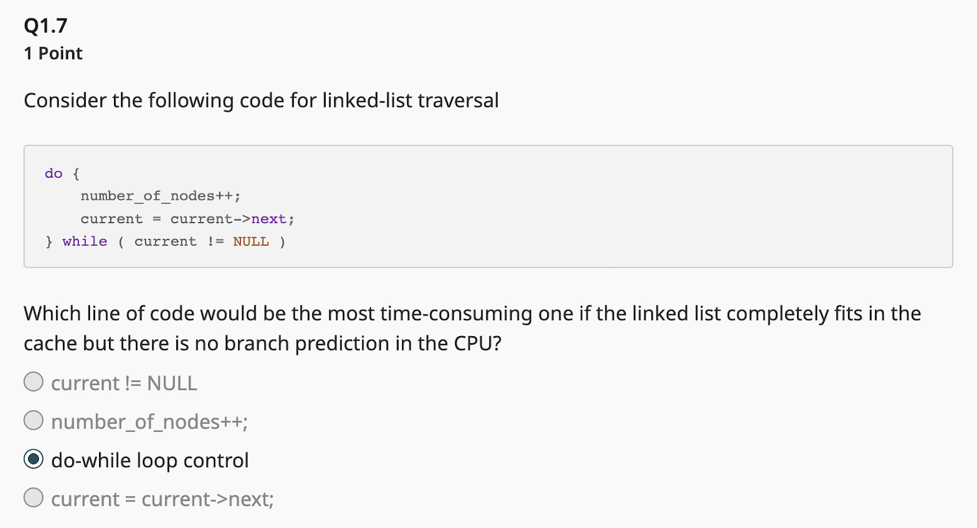 Solved 1 Point Suppose you experience a cache miss on a | Chegg.com