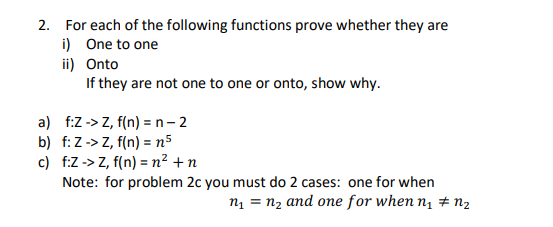 Solved For each of the following functions prove whether | Chegg.com