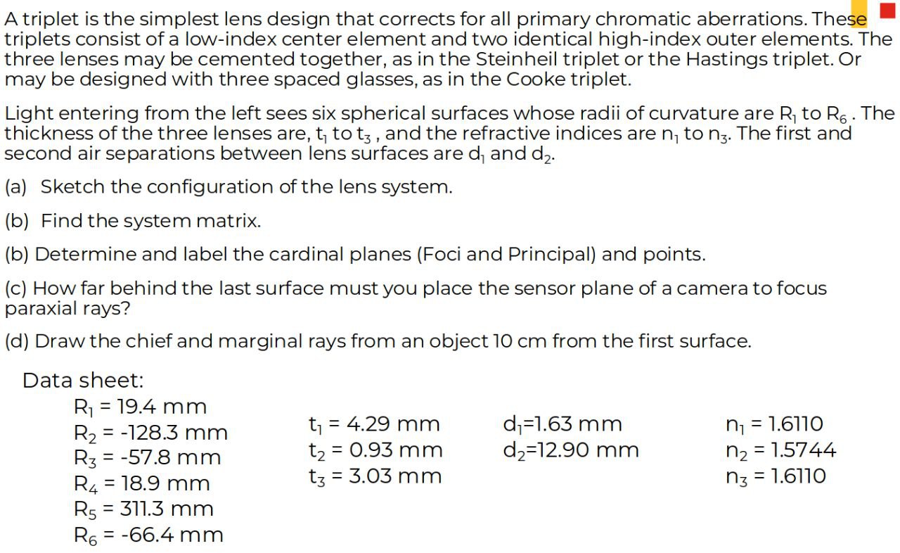 Solved A triplet is the simplest lens design that corrects | Chegg.com