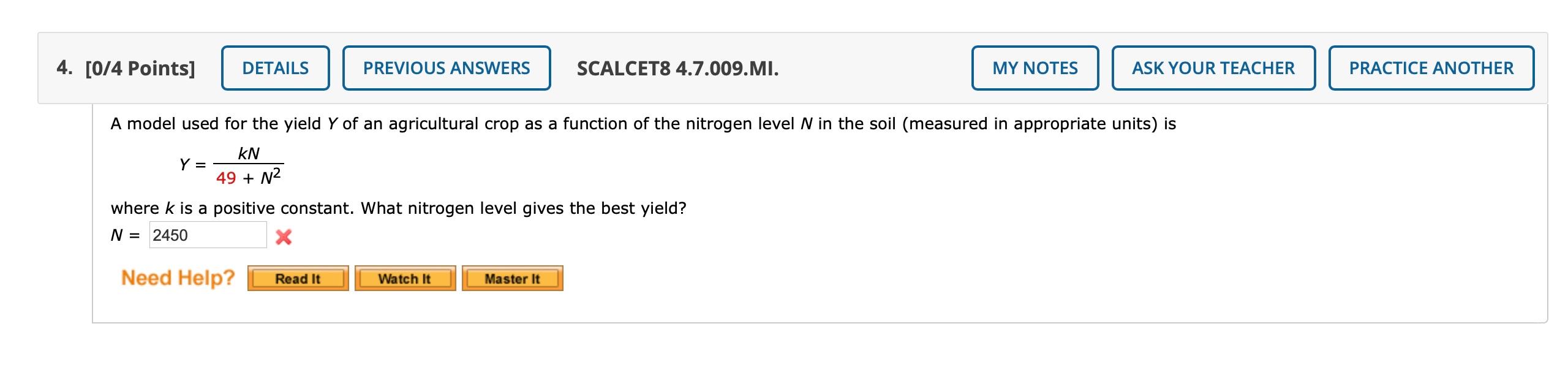 Solved 4. [0/4 Points] DETAILS PREVIOUS ANSWERS SCALCET8 | Chegg.com