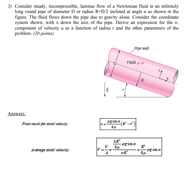 Solved 3) Consider steady, incompressible, laminar flow of a | Chegg.com
