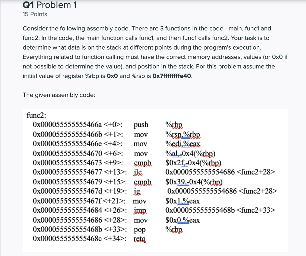 Consider the following assembly code, which has 3 | Chegg.com