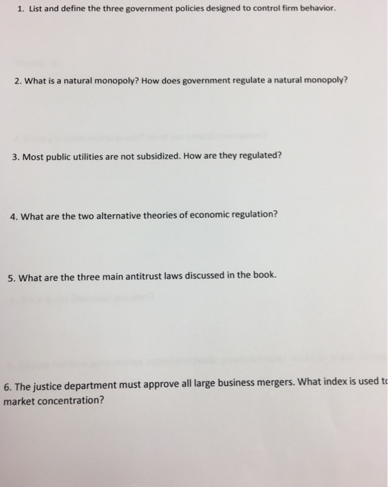 Solved List and define the three government policies | Chegg.com