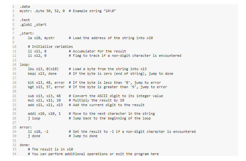 Solved - data mystr: byte 50,52,0 \# Example string " 24\0 " | Chegg.com