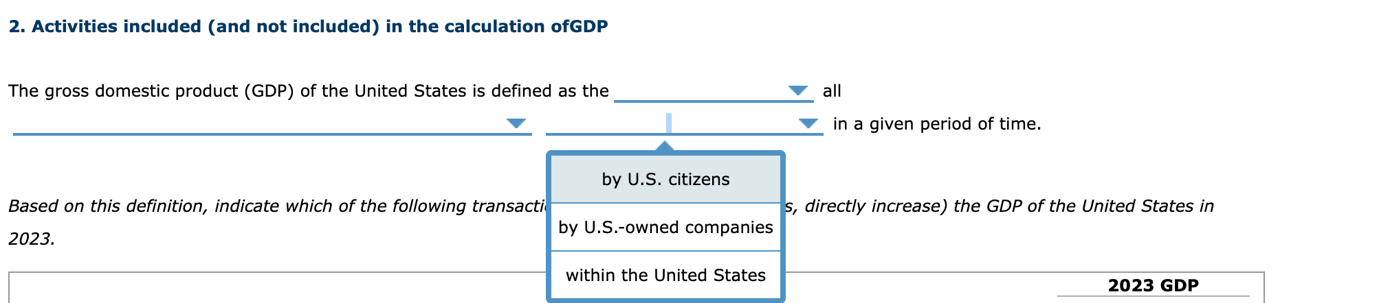 Solved 2. Activities included (and not included) in the | Chegg.com
