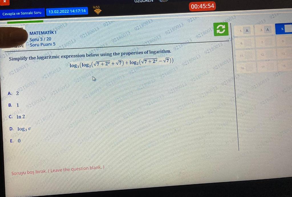 Solved Simplify the logaritmic expression below using the | Chegg.com
