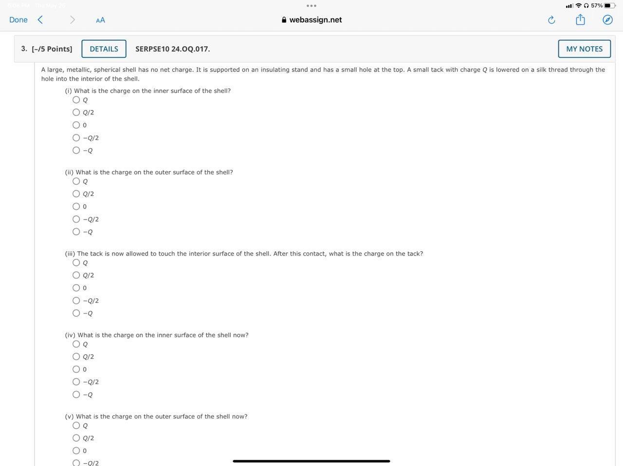Solved 57% AA webassign.net 3. [-/5 Points] DETAILS SERPSE10 | Chegg.com