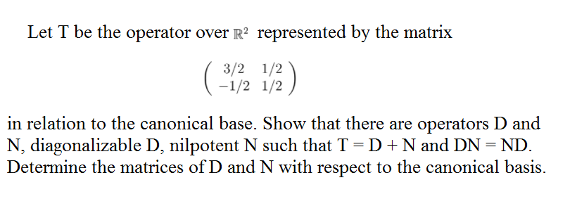 Solved Let T be the operator over R2 represented by the | Chegg.com