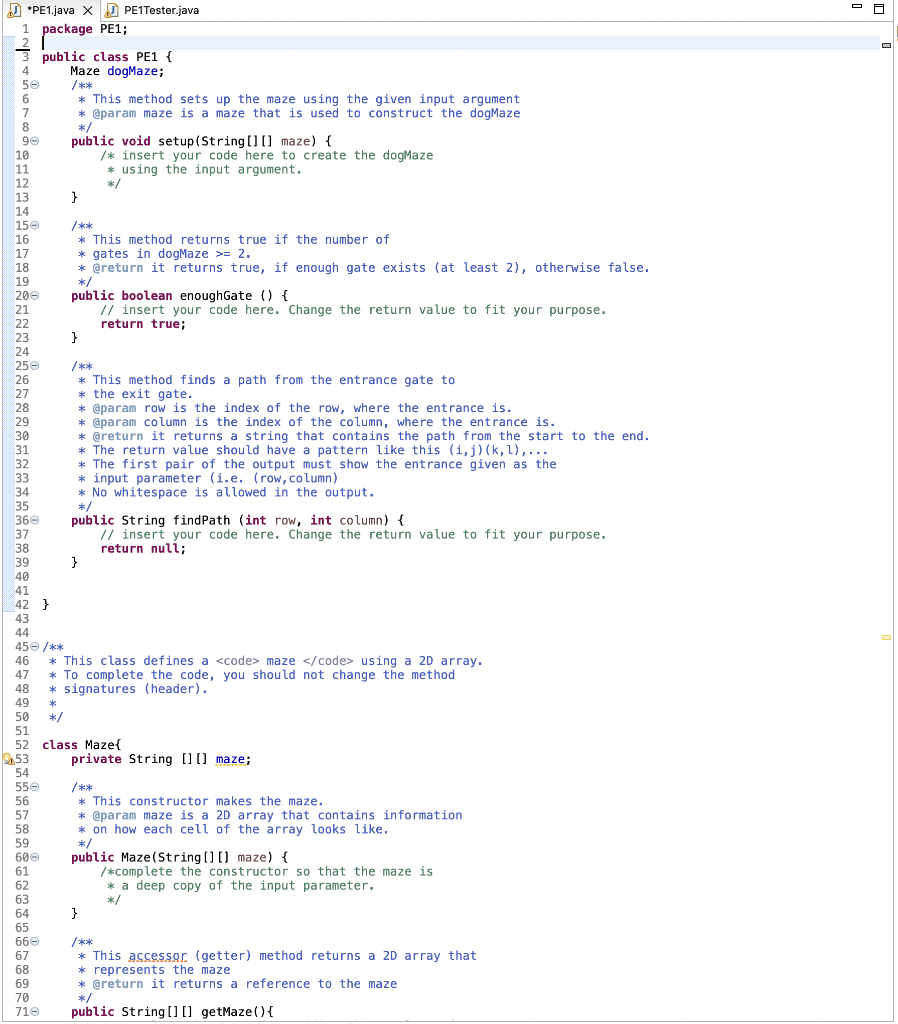 Solved *JAVA* *MAZE CAN BE ANY LENGTH AND WIDTH* If someone | Chegg.com