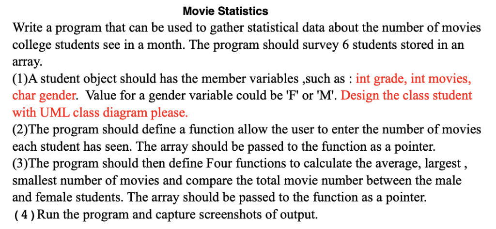 Movie Statistics Write a program that can be used to | Chegg.com