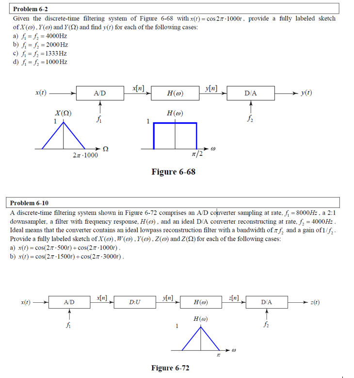 Problem 6 2 Given The Discrete Time Filtering System 8346