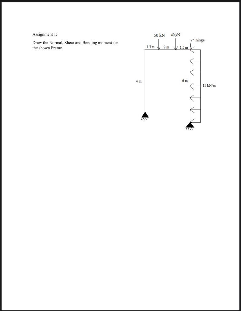 Solved Assignment 1: Draw the Normal, Shear and Bending | Chegg.com