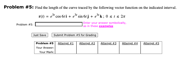 Solved Problem #5: Find the length of the curve traced by | Chegg.com
