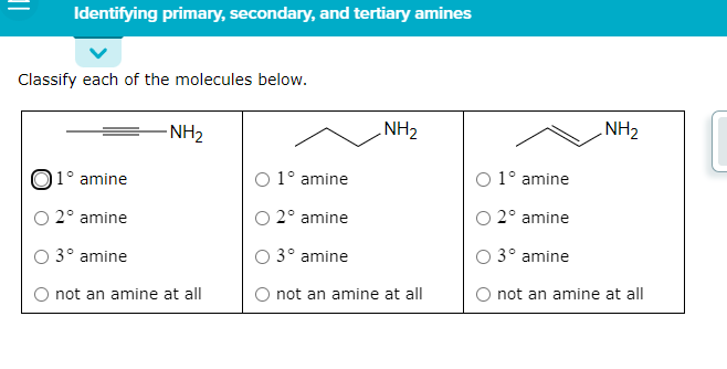 Solved Identifying primary, secondary, and tertiary amines | Chegg.com
