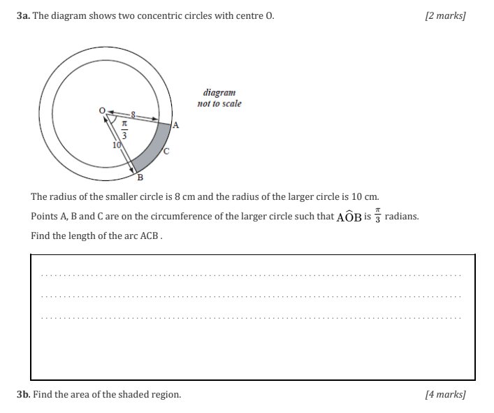 Solved 3a. The diagram shows two concentric circles with | Chegg.com