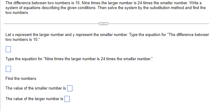 Solved The difference between two numbers is 10 . ﻿Nine | Chegg.com