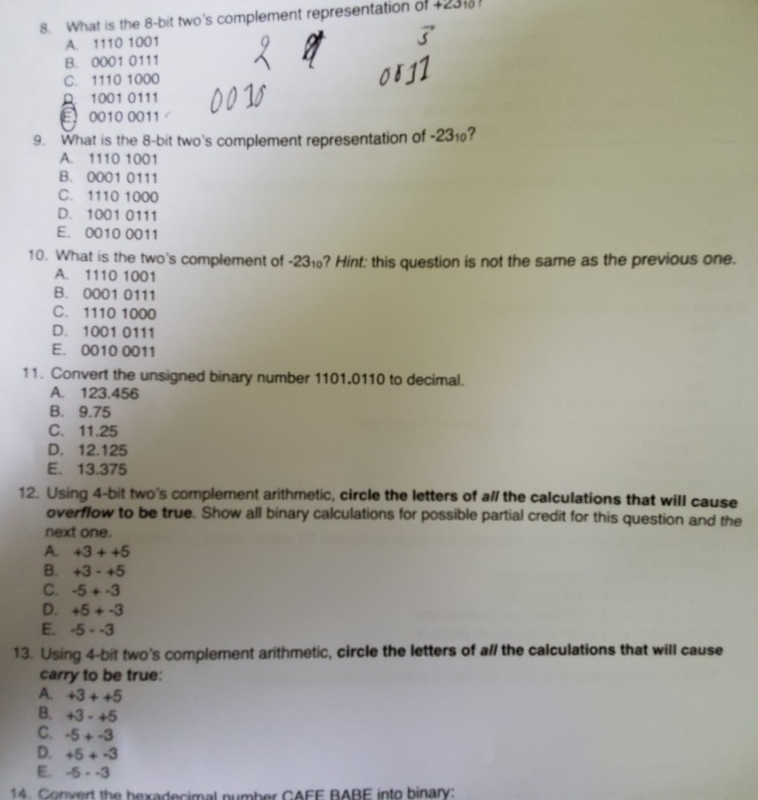 Solved 0011 8 What is the 8-bit two's complement | Chegg.com
