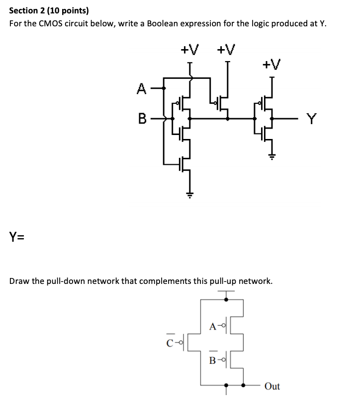 Solved Section 2 (10 points) For the CMOS circuit below, | Chegg.com