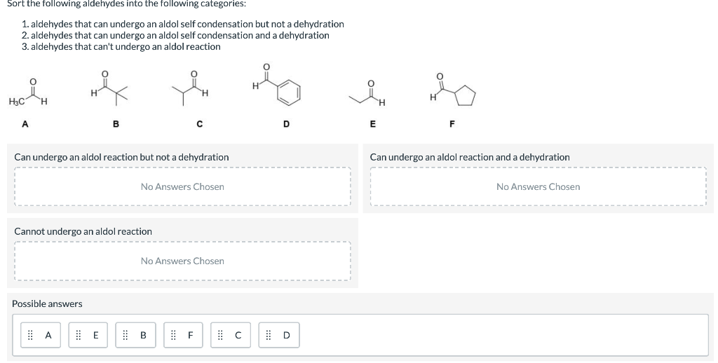 Solved Sort the following aldehydes into the following | Chegg.com